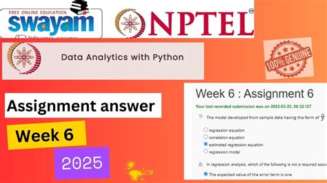 Nptel Data Analytics With Python Week 6 Assignment 6 Answers Solution