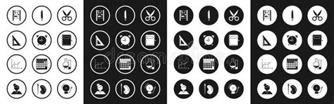 Set Scissors Alarm Clock Triangular Ruler Abacus Notebook Pen Test Tube And Flask Chemical