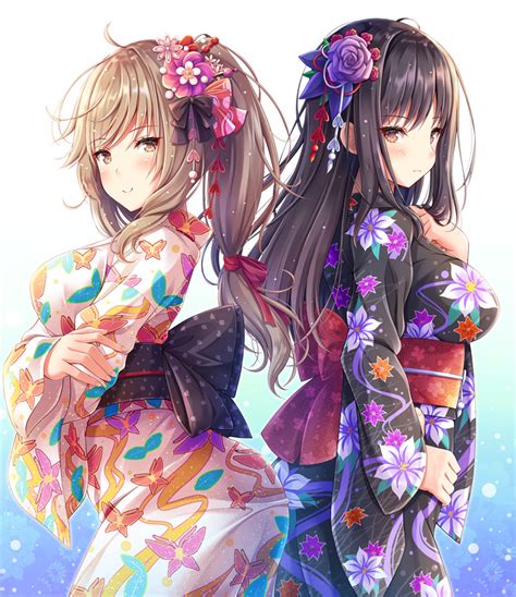 动漫二次元插画背靠背姿势壁纸图包 Acg图包网