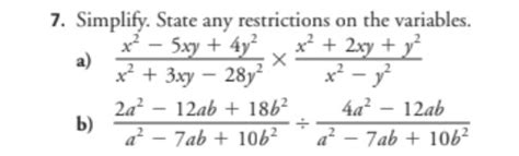 solved simplify state any restrictions on the variables a