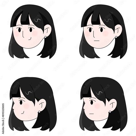 여자 얼굴캐릭터귀걸이만화웹툰 Stock Vector Adobe Stock