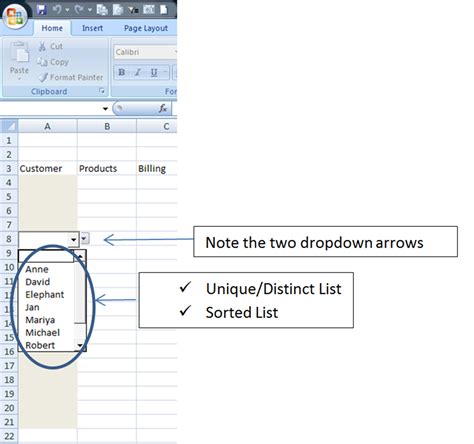 Part Ii Drop Down List With Uniquedistinct Values Combobox Listbox And Data Validation List