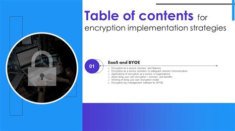 encryption implementation strategies for table of contents ppt ideas templates ppt example