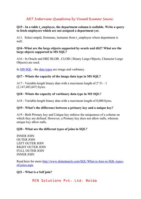 Top 100 Net Interview Questions And Answer Pdf Computing Technology And Computing