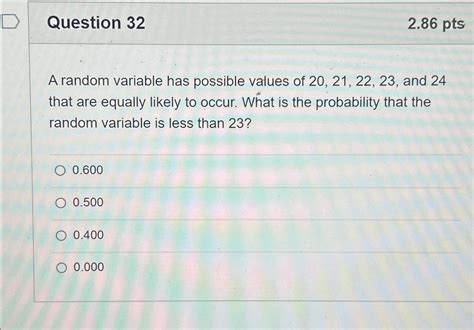 Solved Question 32286ptsa Random Variable Has Possible