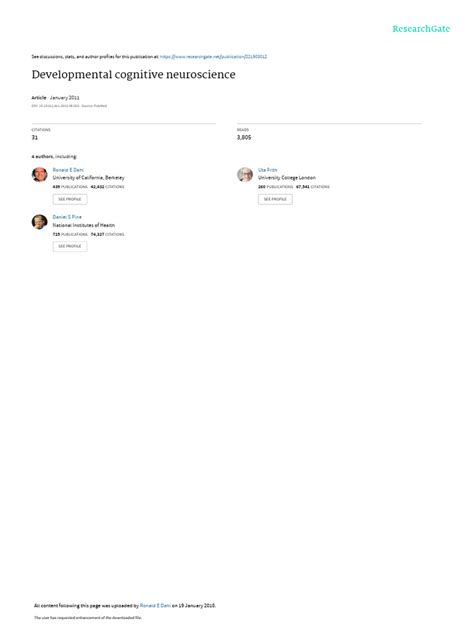 Developmental Cognitive Neuroscience Pdf Psychology Neuroscience