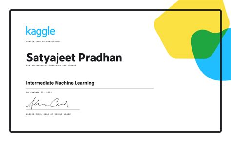 Satyajeet Pradhan Completed The Intermediate Machine Learning Course On Kaggle
