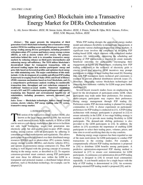 Pdf Integrating Gen3 Blockchain Into A Transactive Energy Market For Ders Orchestration