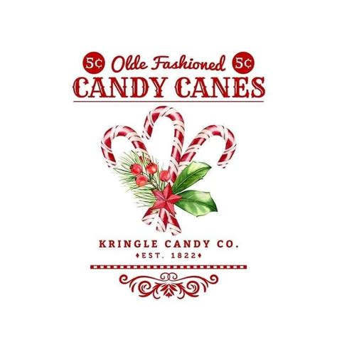 Vintage Candy Cane Logo With Holly