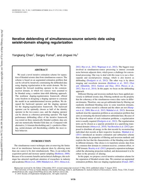 Pdf Iterative Deblending Of Simultaneous Source Seismic Data Using