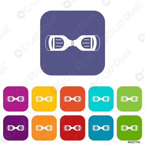 Hoverboard Gyro Pod Top View Icons Set Flat Stock Vector 4227743