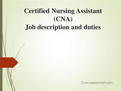 Ppt Certified Nursing Assistant Cna Job Discription And Duties