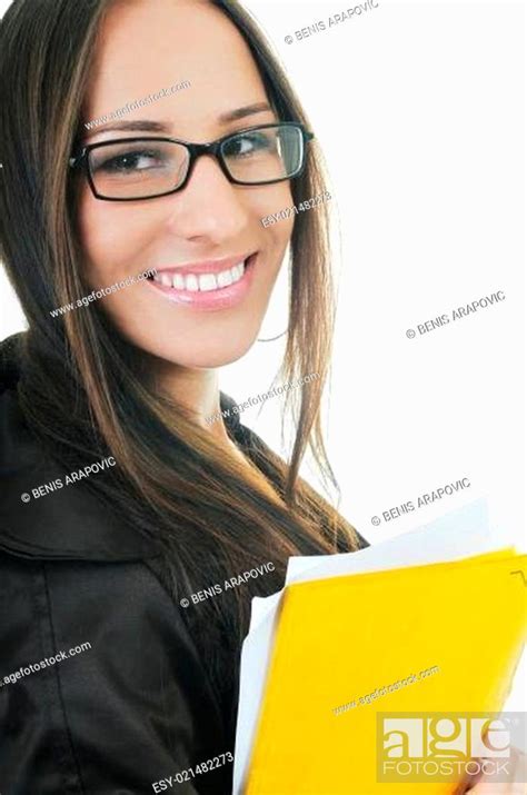 Business Woman Hold Papers And Folder Stock Photo Picture And Low Budget Royalty Free Image