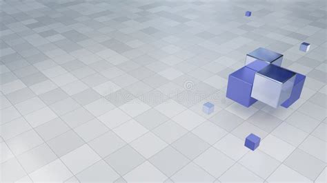 3d Render Image Of Purple And Blue Metal Glass Cubes Abstract Art Stock Image Illustration Of