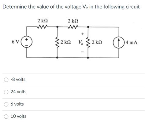 Solved Determine The Value Of The Voltage Vo In The Chegg Com