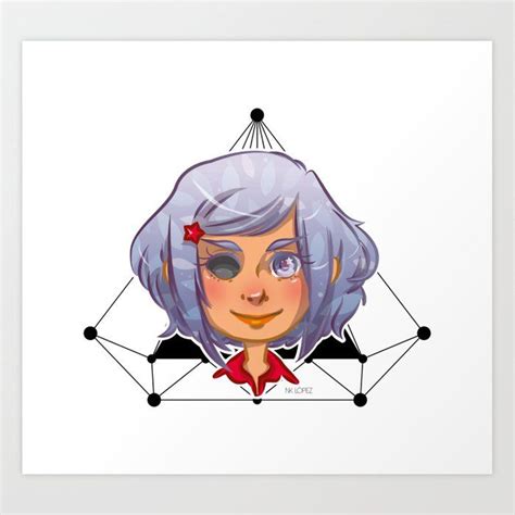 Blue Chibi Girl Art Print By Nk López