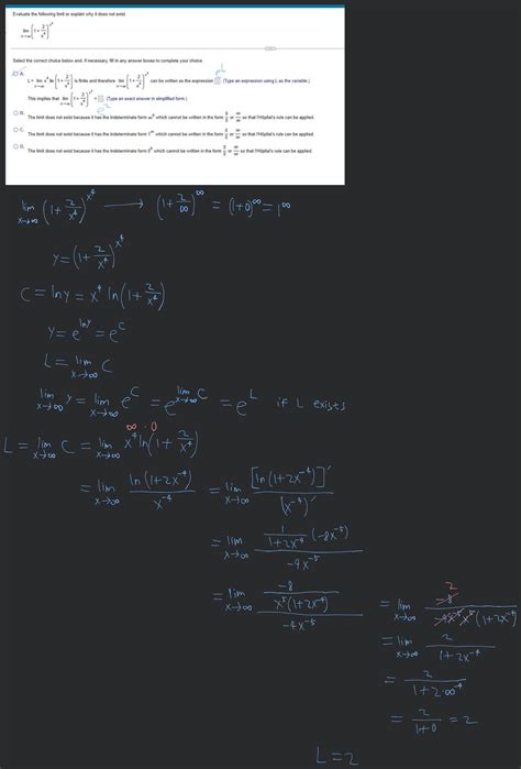 Evaluate The Following Limit Or Explain Why It Does Not Exist Xlim 1