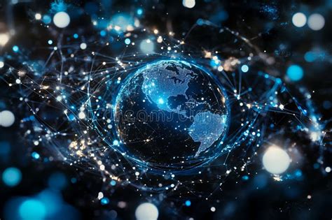 Global Network Connection Digital World Earth Planet Technology Internet Stock Illustration