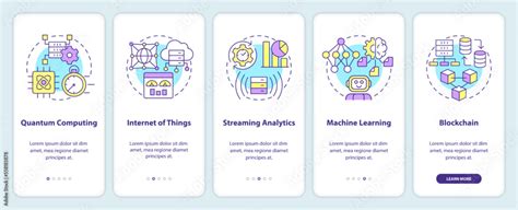 Data Science Technologies Onboarding Mobile App Screen Information Walkthrough 5 Steps Editable