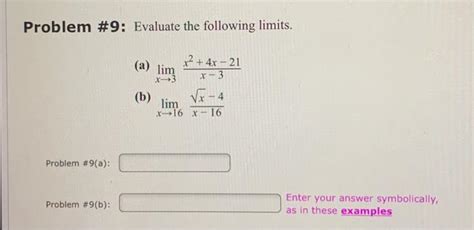 Solved Problem Evaluate The Following Limits A Chegg