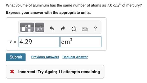 Solved What Volume Of Aluminum Has The Same Number Of Atoms Chegg Com