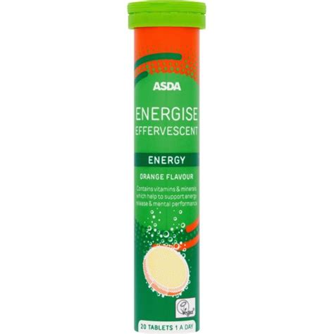 Asda Energise Effervescent Energy Orange Flavour 1 A Day 20 Tablets 20