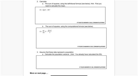 solved 2 calculate a the sum of squares using the