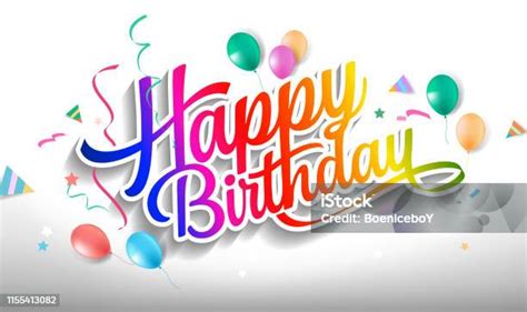 생일 축 하에 대 한 풍선 색종이와 선물 상자 디자인 서식 파일 인사말 카드와 포스터에 대 한 행복 한 생일 타이포 그래피 벡터 디자인 벡터 공휴일에 대한 스톡 벡터 아트