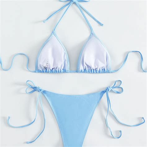 Luxury Rhinestone Tie String Cheeky Triangle Brazilian Two Piece Bikin