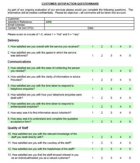 Customer Satisfaction Survey Examples Printable Samples