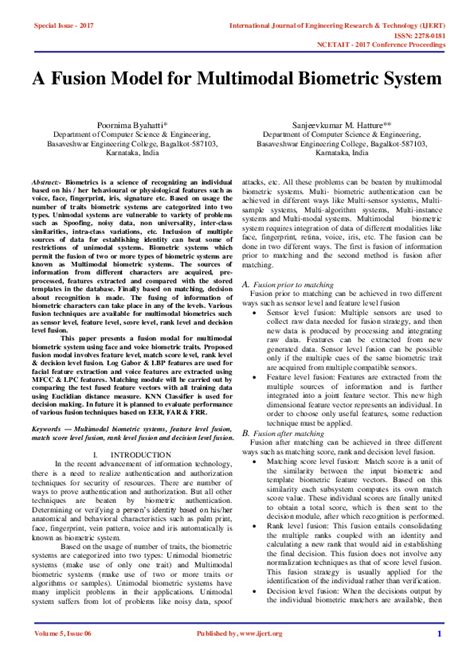 Pdf A Fusion Model For Multimodal Biometric System