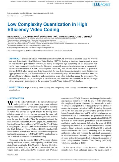 Pdf Low Complexity Quantization In High Efficiency Video Coding