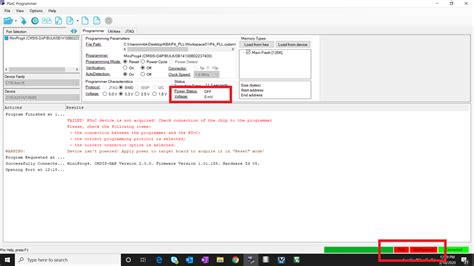 miniprog4 shows that the device is not powered if cypress
