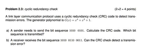 Solved Problem 23 Cyclic Redundancy Check 22 4 Points A Link
