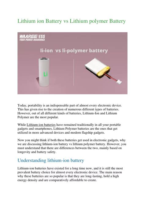 Ppt Lithium Ion Battery Vs Lithium Polymer Battery Powerpoint Presentation Id
