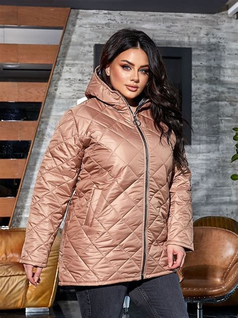 Женская деми Куртка Батал с капюшоном Мокко р 50 52 016368 от продавца Ltonstyle в интернет