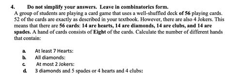Solved Do Not Simplify Your Answers Leave In Combinatorics Chegg
