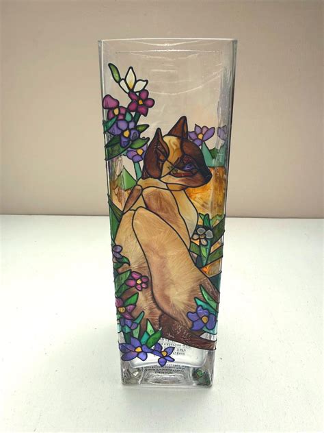 Vintage Tiffany Cats Glass Vase Etsy