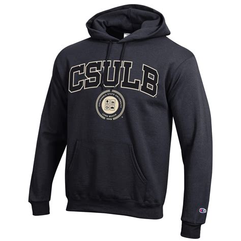 Csulb Seal Black White Hood Black Champion Long Beach State