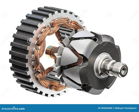 Rotor And Stator Of Car Alternator Generator Or Electric Motor On Black