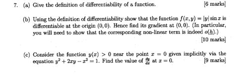 Solved A Give The Definition Of Differentiability Of A
