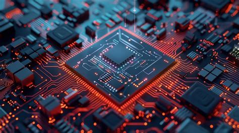 premium photo digital data moving on a circuit board with a cpu loop