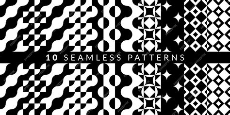 10 추상 기하학적 패턴 설정 벡터 일러스트 레이 션 프리미엄 벡터