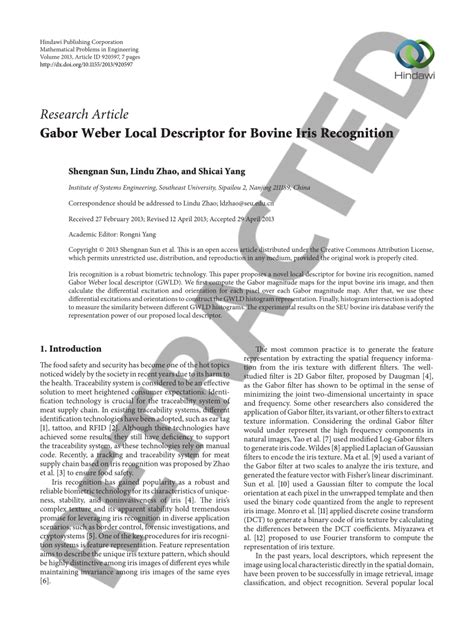Pdf Gabor Weber Local Descriptor For Bovine Iris Recognition