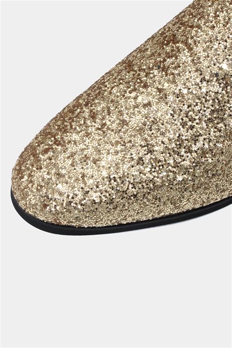 Mens Gold Glitter Shoes Loafers Gentlemans Guru
