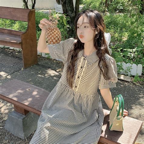 옥수수클로젯 여름신상여름원피스 반팔 체크원피스 빅사이즈 퍼프 미디원피스 귀여운 피크닉 봄나들이 여행 휴가 데이트룩 하객룩 레트로 A라인 플레어스커트 키작녀 러블리 77