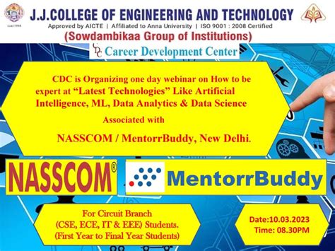 Cdc Is Organizing One Day Webminar On How To Be Expert At Latest Technologies” Like Artificial