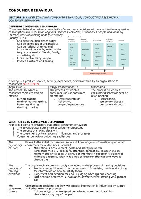 consumer behaviour lecture 1 notes lecture 1 understanding consumer