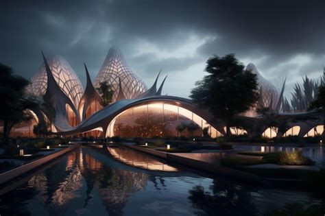 Premium Photo Futuristic Architect Unveils Transcendent Fusion Spectacular Parametric Organic