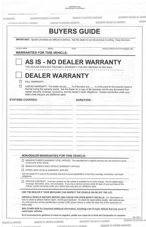 Ftc Buyers Guide Fillable Form Printable Forms Free Online